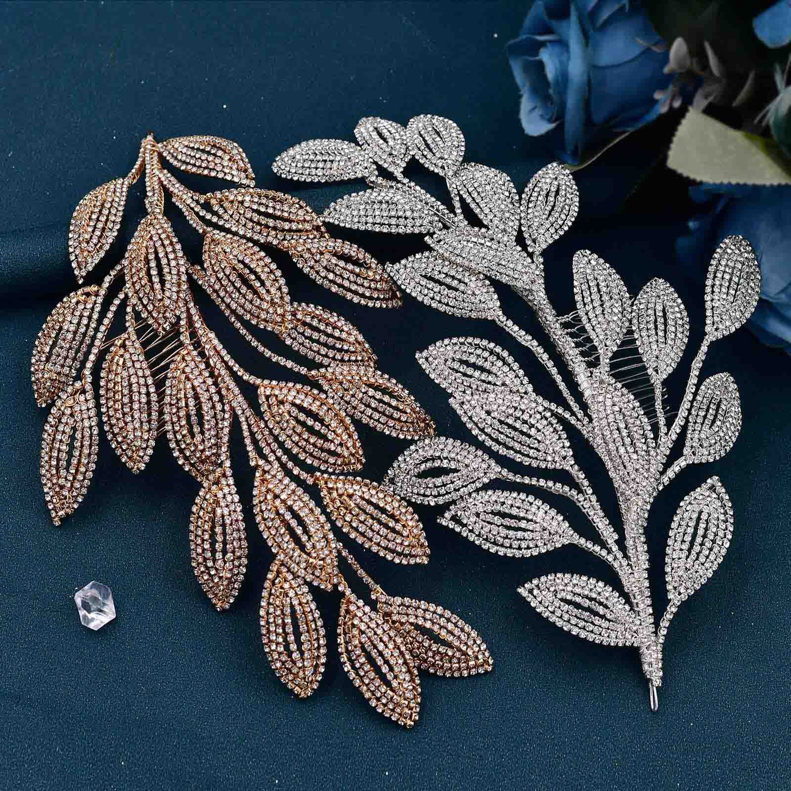 azaleas Bride Wedding Headband, Wedding Rhinestone Bridal Hair Comb,Rhinestone Bridal Bridesmaid Hair Clips Accessories (Silver)