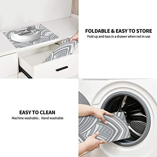 Grey pattern Printed Drying Mat For Kitchen Ultra Absorbent Microfiber Dishes Drainer Mats Non-Slip Silicone Quick Dry Pad - 18 X 16inch