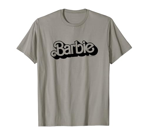 Barbie Retro Logo Short Sleeve T-Shirt, Small, Grey
