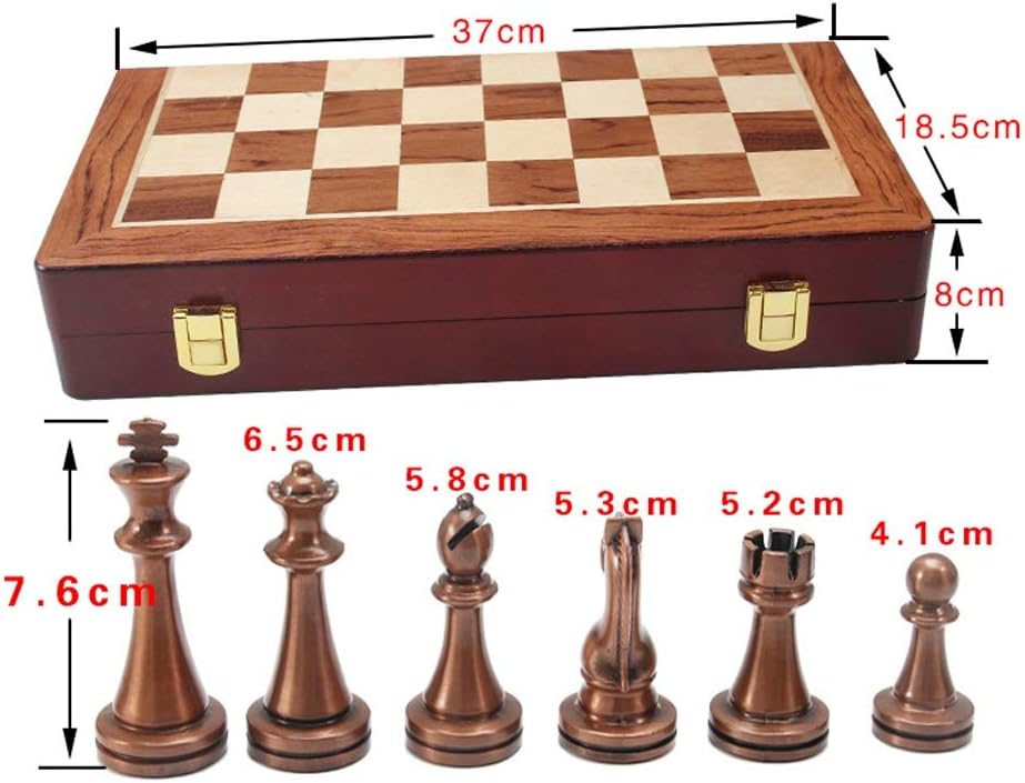 BREWIX Exquisite Chess Set for Adults Collection, Exquisite Bronze Alloy Chess Pieces, Folding Chess Board, Chess for Kids and Adults, Gift for Chess Lovers and Learners Checkerboard