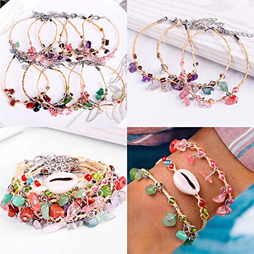 EuTengHao 1323Pcs Irregular Chip Stone Beads Natural Gemstone Beads Kit with Spacer Seed Beads Lobster Clasps Elastic String Jump Rings for DIY Necklace Bracelet Earring Jewelry Making Supplies