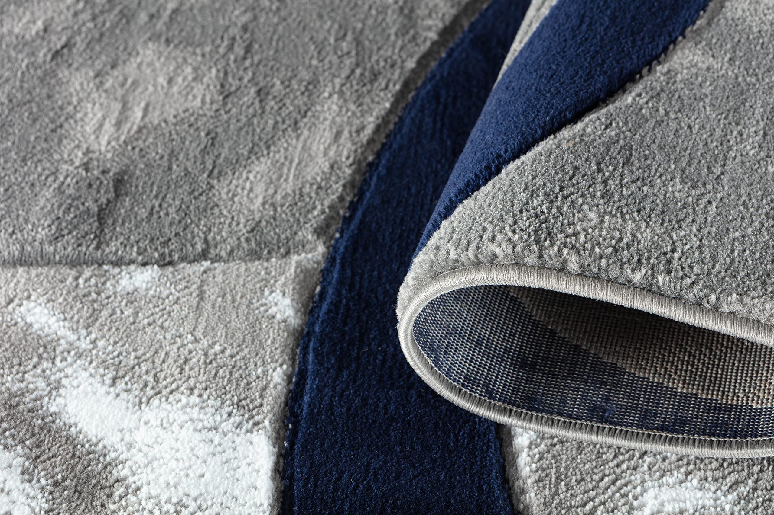 GLORY RUGS Area Rug Modern 8x10 Navy Circles Geometry Soft Hand Carved Contemporary Floor Carpet Fluffy Texture for Indoor Living Dining Room and Bedroom Area