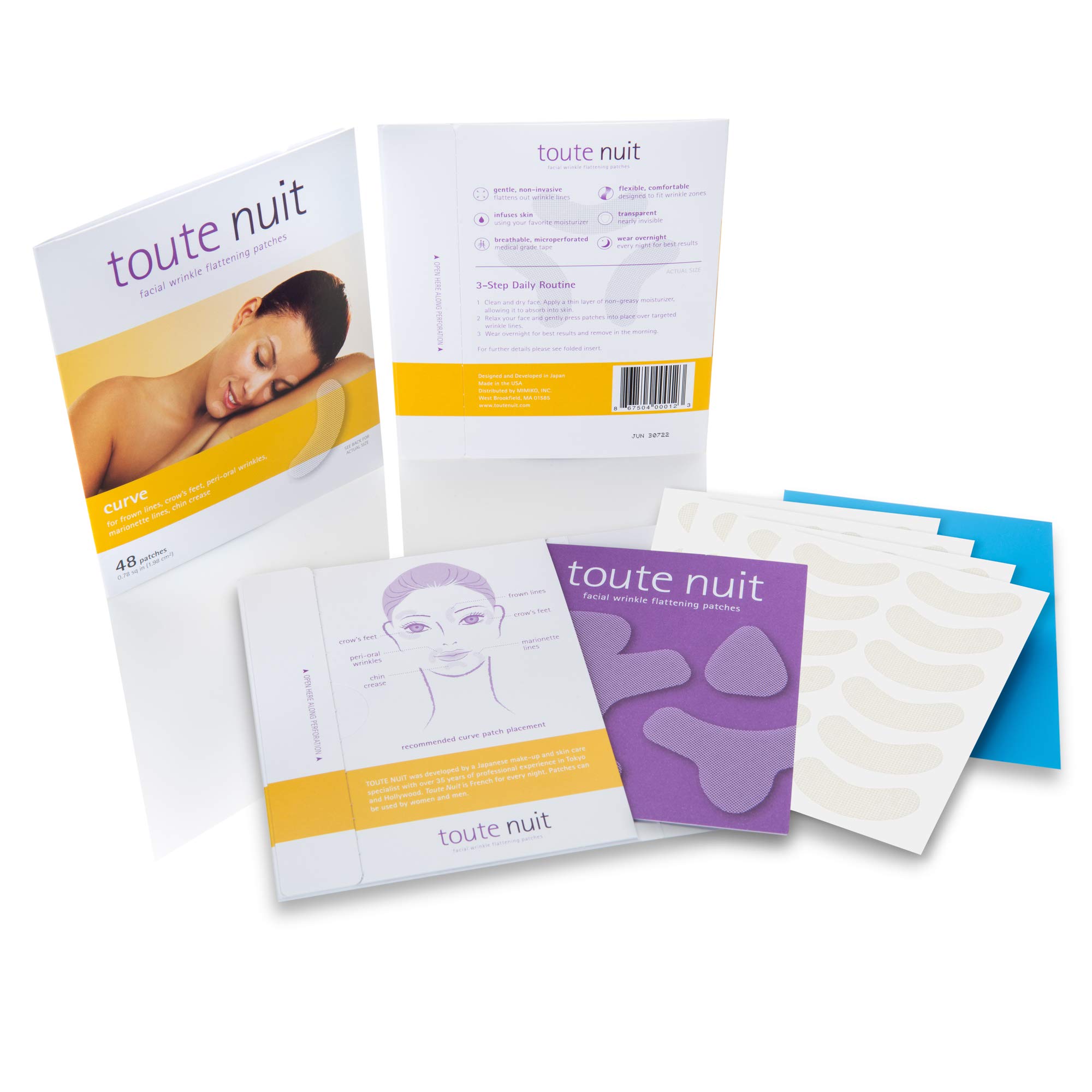 Toute Nuit Facial Wrinkle Patches, Face Tape, Curve, Fine Lines Around Eyes and Mouth, 48 Patches