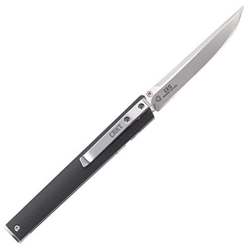 CRKT CEO EDC Folding Pocket Knife: Low Profile Gentleman's Knife, Everyday Carry, Satin Blade, IKBS Ball Bearing Pivot, Liner Lock, Glass Reinforced Fiber Handle, Deep Carry Pocket Clip 7096