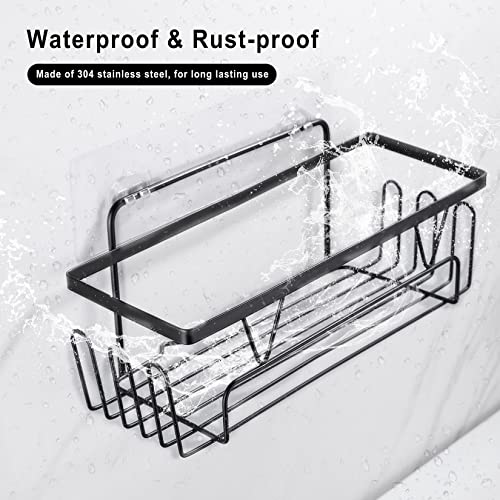 KEGII 3 Pack Adhesive Shower Caddy Shelf Organizer with Soap Holder, Black Shower Wall Rack Storage Shampoo Holder Bathroom Organizer No Drilling for Kitchen, RV, Apartment Essentials