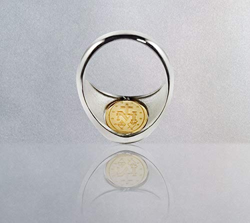 Ben Junot Catholic Unisex Gold Miraculous Ring Stainless Steel Catholic Miraculous Ring-Miraculous Holy Prayer Card Included (Gold) (9)