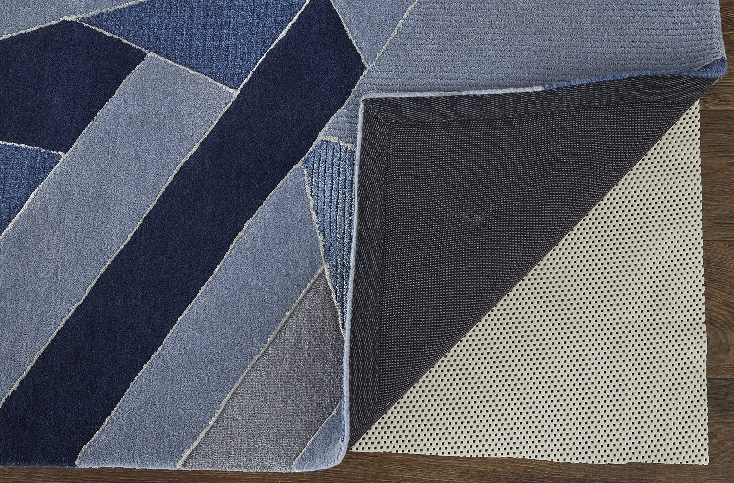 Feizy Rugs - Nash Tufted Graphic Wool Rug, Navy Blue/Opal Gray, 10ft x 14ft Area Rug