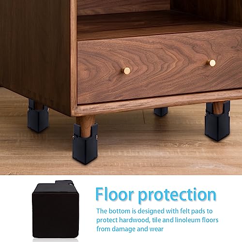 KELEAPEKER 4pcs Furniture Risers,Desk Risers for Desk Legs,Adjustable,with Screw Clamp,for Lifting The Bed, Sofa, Table, Desk, Cabinet and Bookshelf