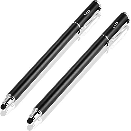 Bargains Depot (2 Pcs) [New Upgraded][0.18-inch Small Tip Series] 2-in-1 Stylus/Styli 5.5-inch L with 10 Replacement Rubber Tips -Black/Black