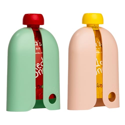 HÅLLIS The Swedish Squeeze Pouch Holder - 2pack - The Baby Product You Didn't Know You were Missing - Enjoy a Snack on The go - No More Messy Clean-ups - Fits Most Squeeze Pouches