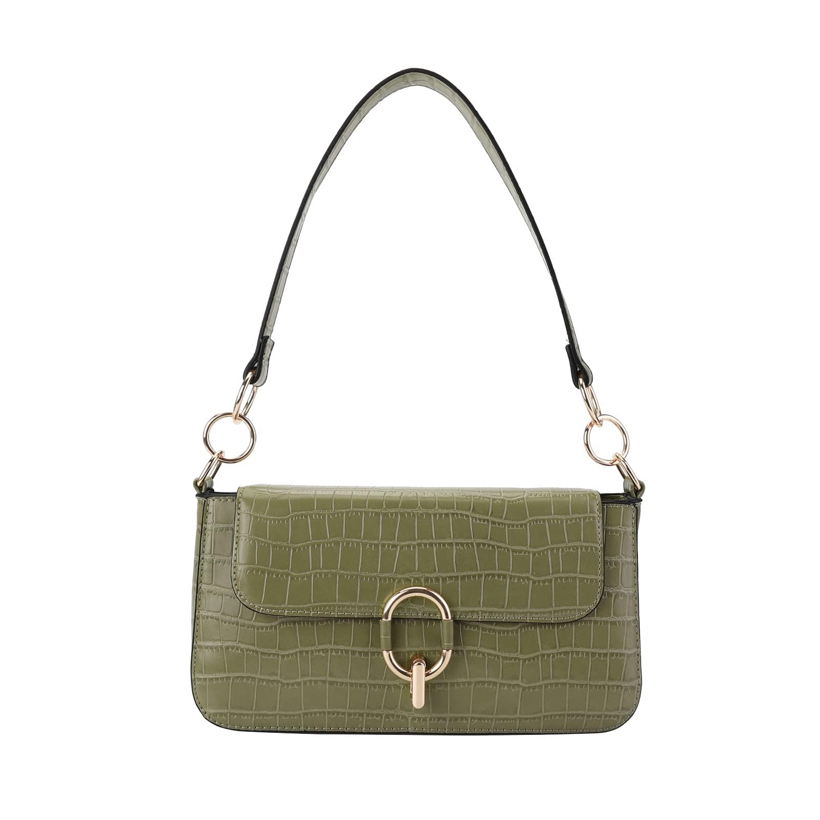MAXWISE Women Shoulder Bag Handbag Crossbody Crocodile Pattern Designer shoulder Bags Chic Retro Purse PU Leather Handbag for Women (KHAKI)