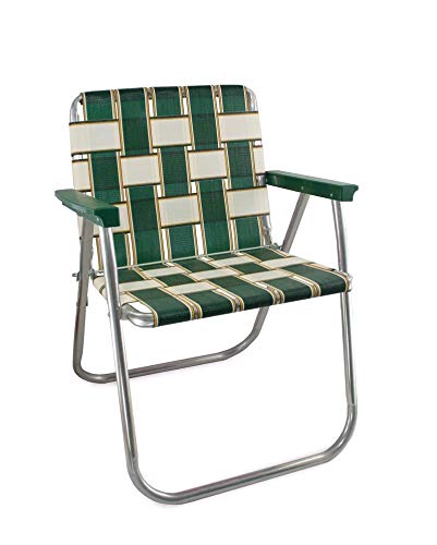Lawn Chair USA Aluminum Webbed Chair (Picnic Chair, Charleston with Green Arms)