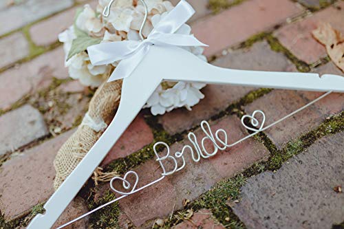 Bridal Hanger with Hearts, Wedding Hanger, White