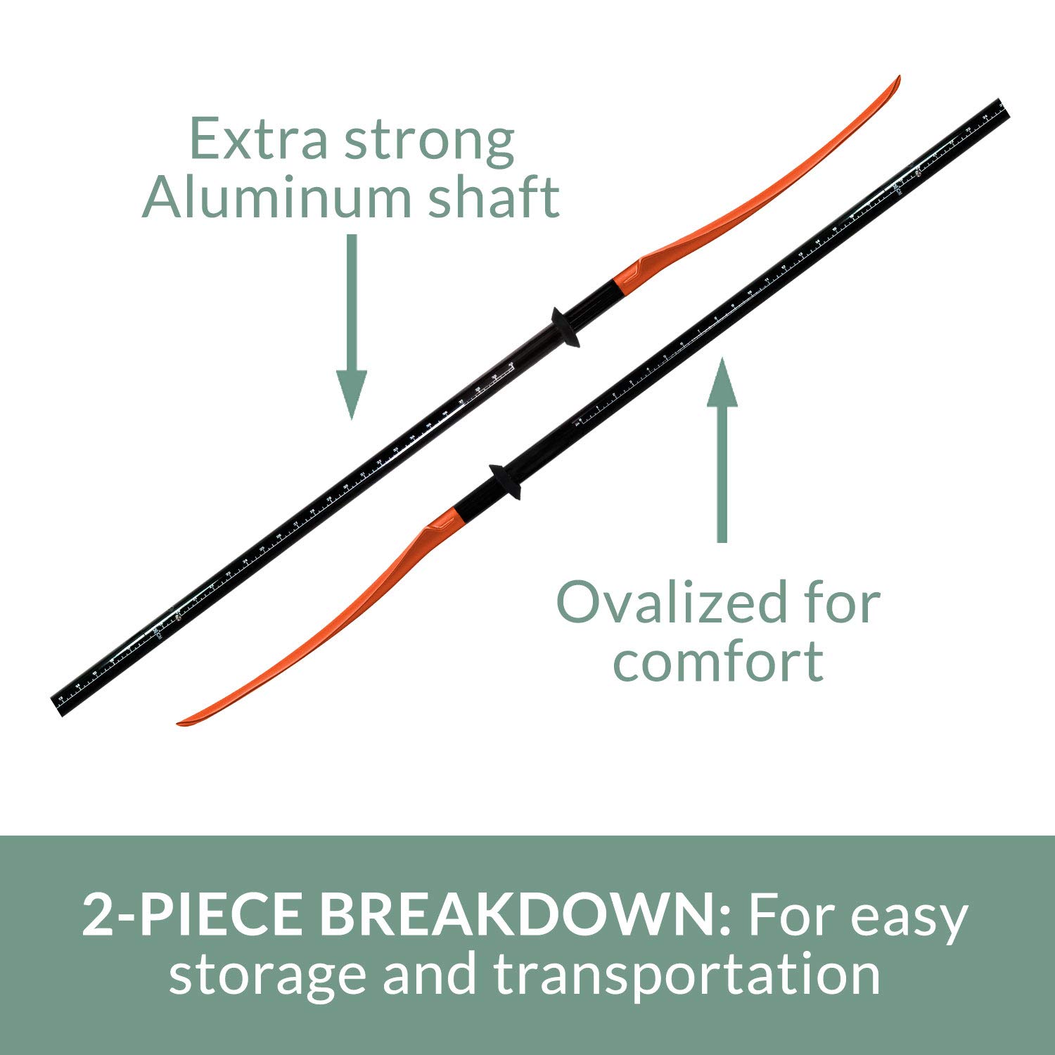 Bending Branches Angler Scout 2-Piece Snap-Button Kayak Fishing Paddle; (Black Shaft/Orange Blade - 250cm)