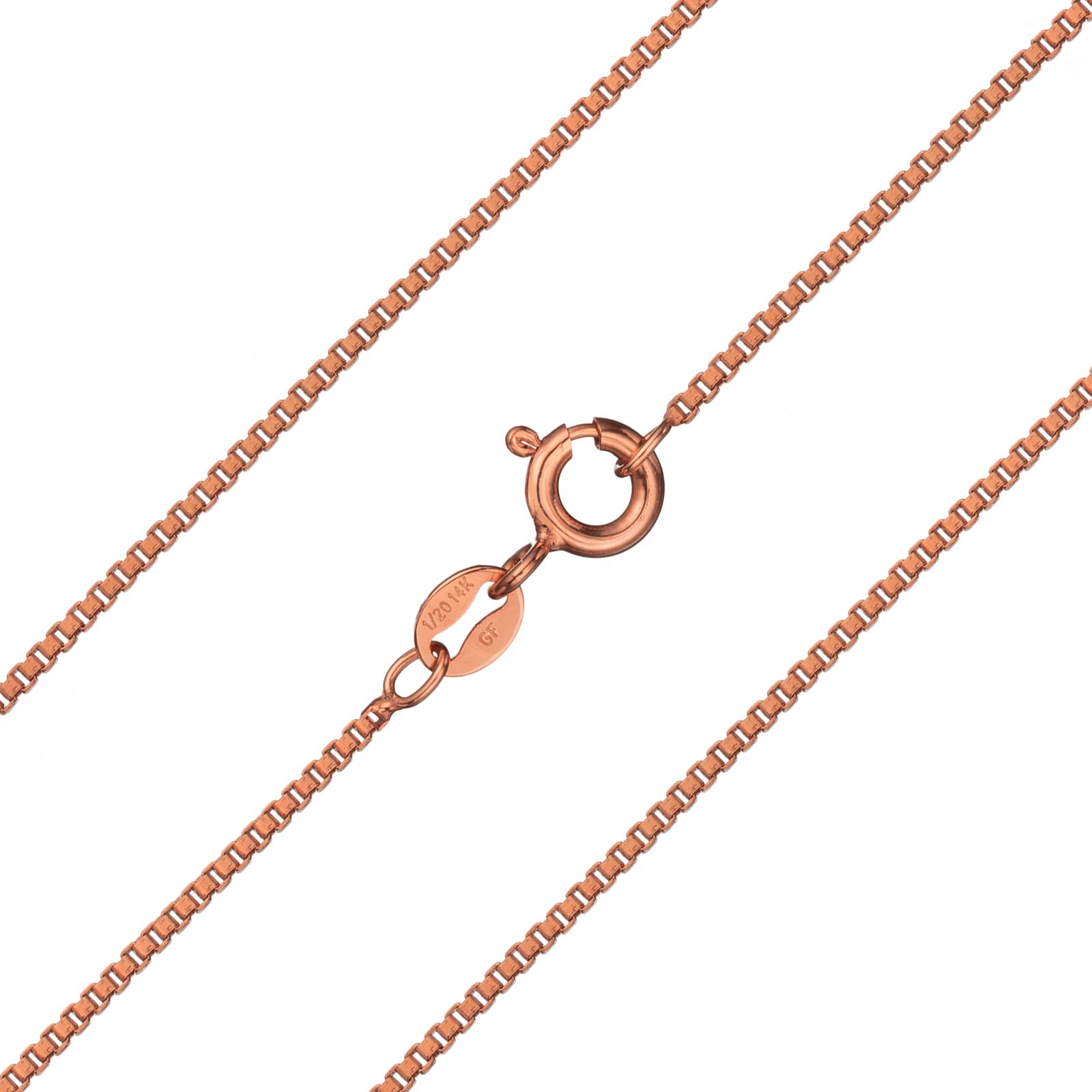 Ariana Lucci 14K Rose Gold Filled Box Chain Necklace for Women, Super Thin 0.7mm Non Tarnish, Italian-Made Timeless Classic Box Chain Style, 20"