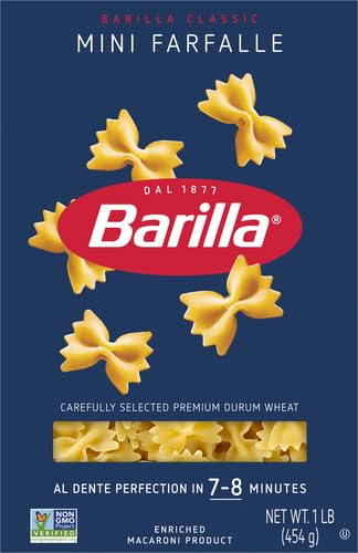 Barilla Mini Farfalle Pasta, 16 oz. Box - Non-GMO Pasta Made with Durum Wheat Semolina - Kosher Certified Pasta