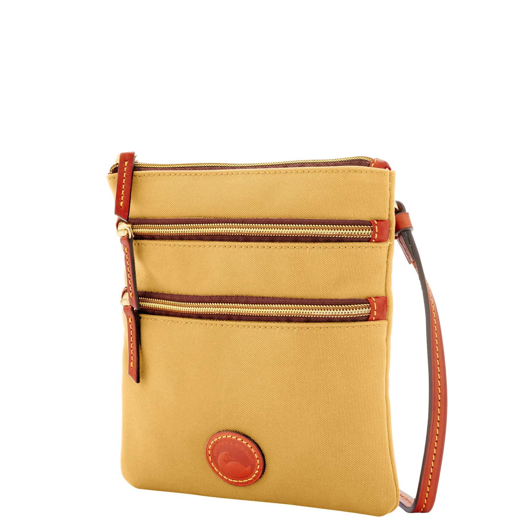 Dooney & Bourke Women's North South Triple Zip Crossbody in Lightweight Nylon, Handbag with Adjustable Shoulder Strap, Black