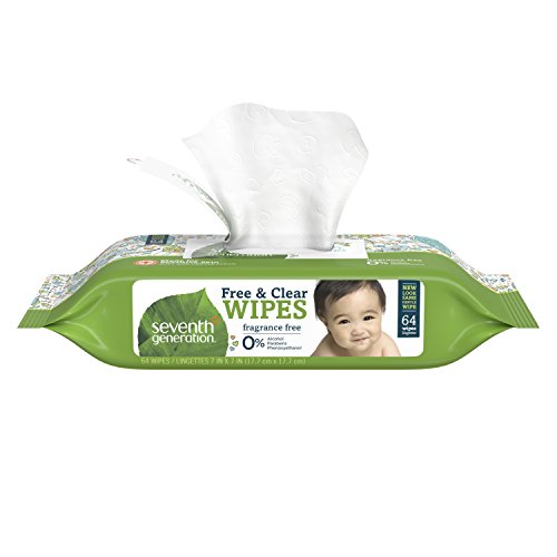 Seventh Generation Free & Clear Baby Wipes Refill Unscented and Sensitive Gentle as Water 64 count Pack of 12 (768 Total)