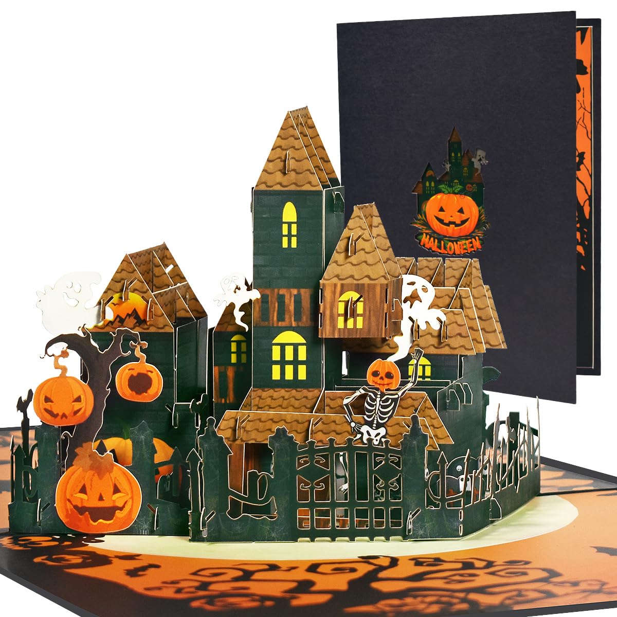 CNLITIHEKA Spooky Castle Halloween Cards, Halloween Pop Up Cards, 3D Halloween Greeting Cards for Kids, Family, Friends.