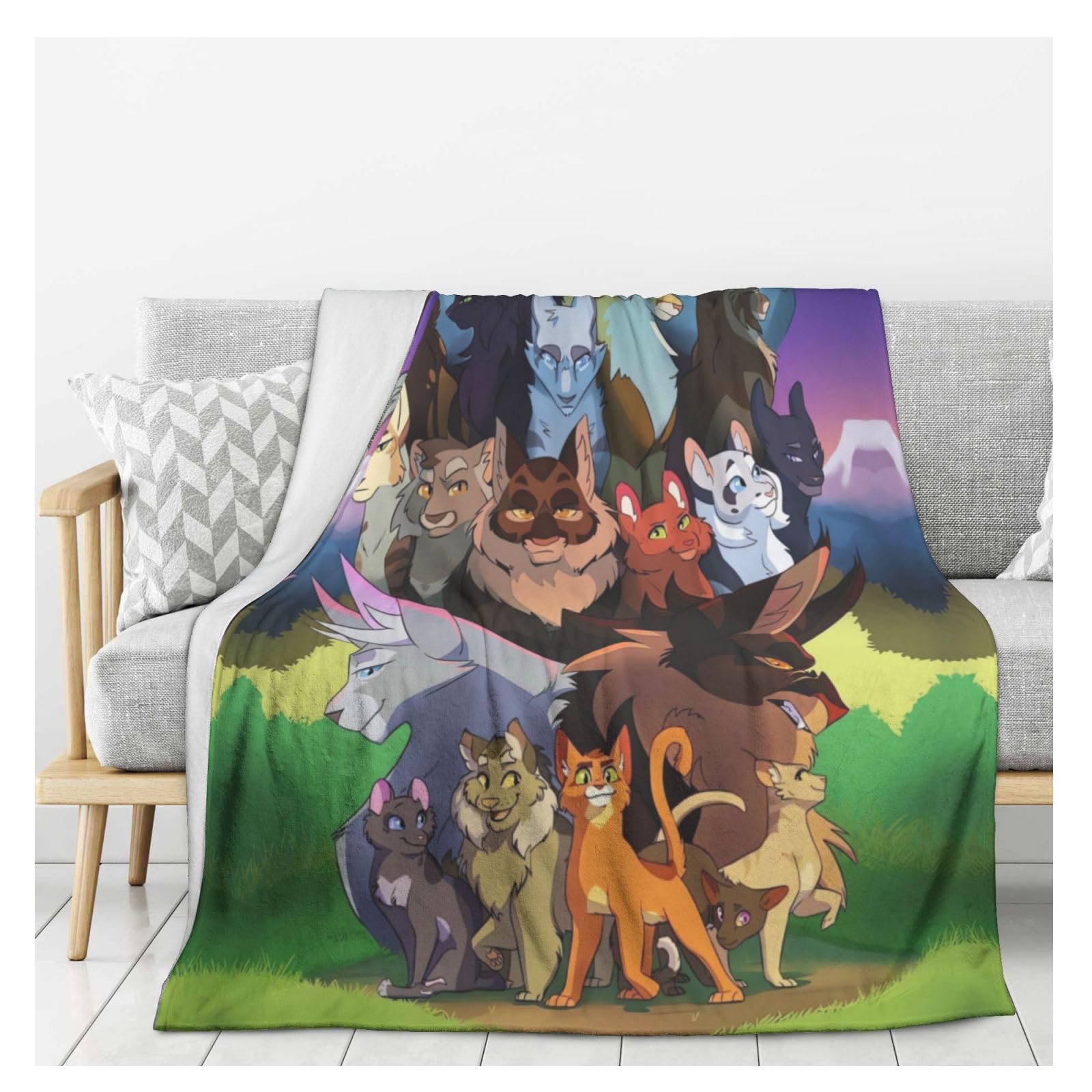 Cartoon Music Monster Cat Throw Blanket, Super Soft Flannel, Warm, Bed/Sofa/Travel (50"x40", The cat-2)