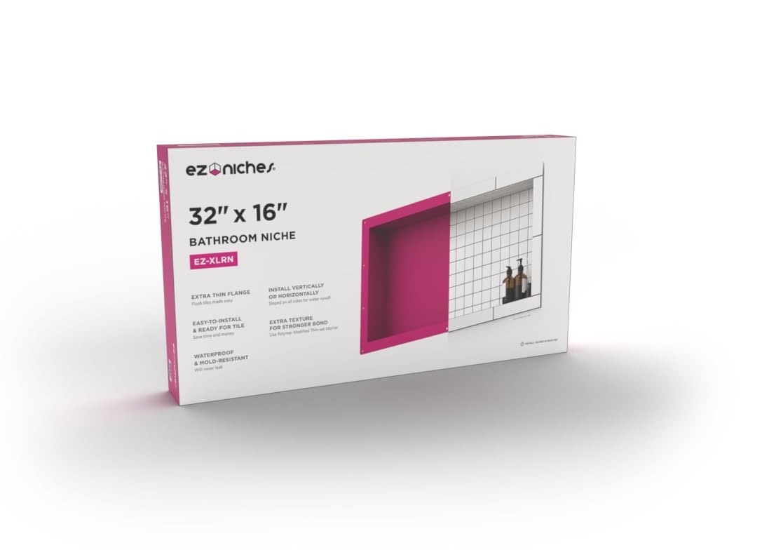 EZ-NICHES - USA - Ready for Tile Niche Preformed Bathroom Recess It Shower Shampoo Shelf (16" X 32")