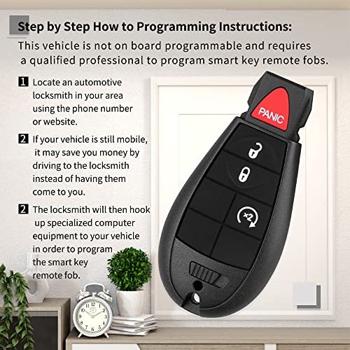 Key Fob for 08-10 Dodge Ram 1500/2500/3500/4500,Charger/Durango/Grand Caravan Pickup Truck ,Grand Cherokee,Chrysler 300, Keyless Entry Remote Start Control M3N5WY783X / IYZ-C01C