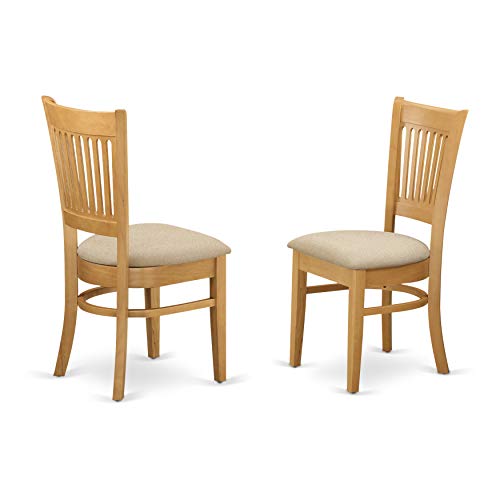 East West Furniture NDVA3-OAK-C 3 Piece Dining Room Furniture Set Contains a Rectangle Kitchen Table with Dropleaf and 2 Linen Fabric Upholstered Dining Chairs, 30x48 Inch, Oak