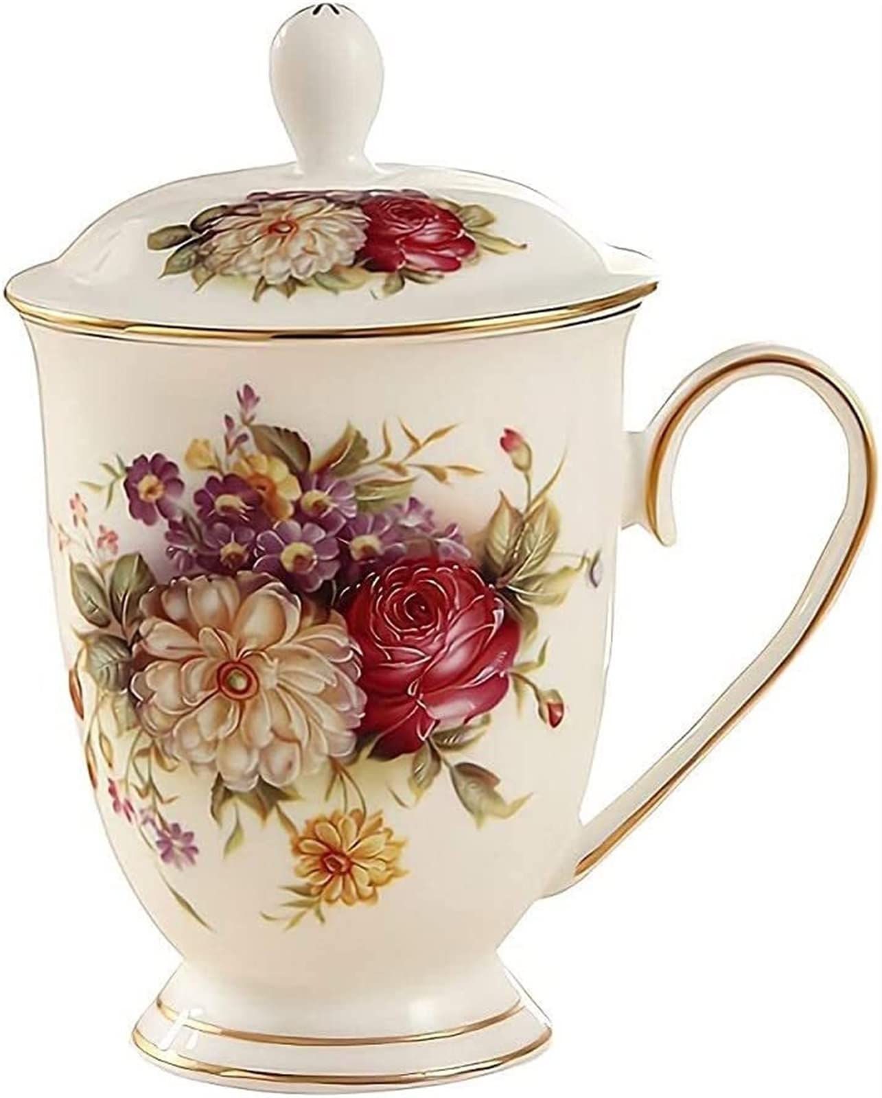 Ceramic Mug, Tea Mugs For Women,China Tea Cup With Lid, Flower Tea Cup, Suitable For Making Tea, Cold Drinks, Hot Drinks, Coffee, Etc, 10oz (about 300ml)