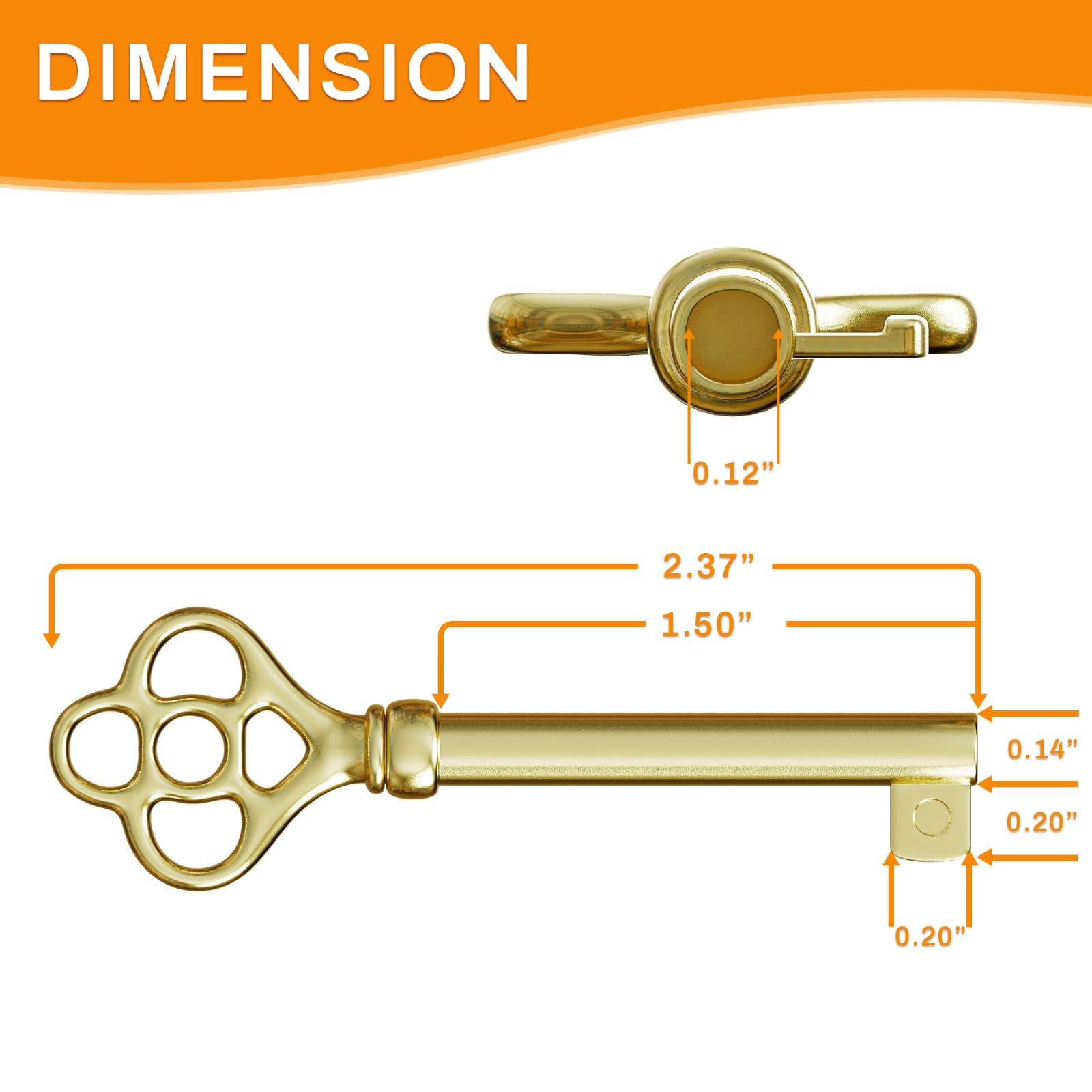 NATIKON KY-3AB Brass Plated Hollow Barrel Skeleton Key for Antique, Vintage and Old Cabinet, Drawers Grandfather Clocks (1)