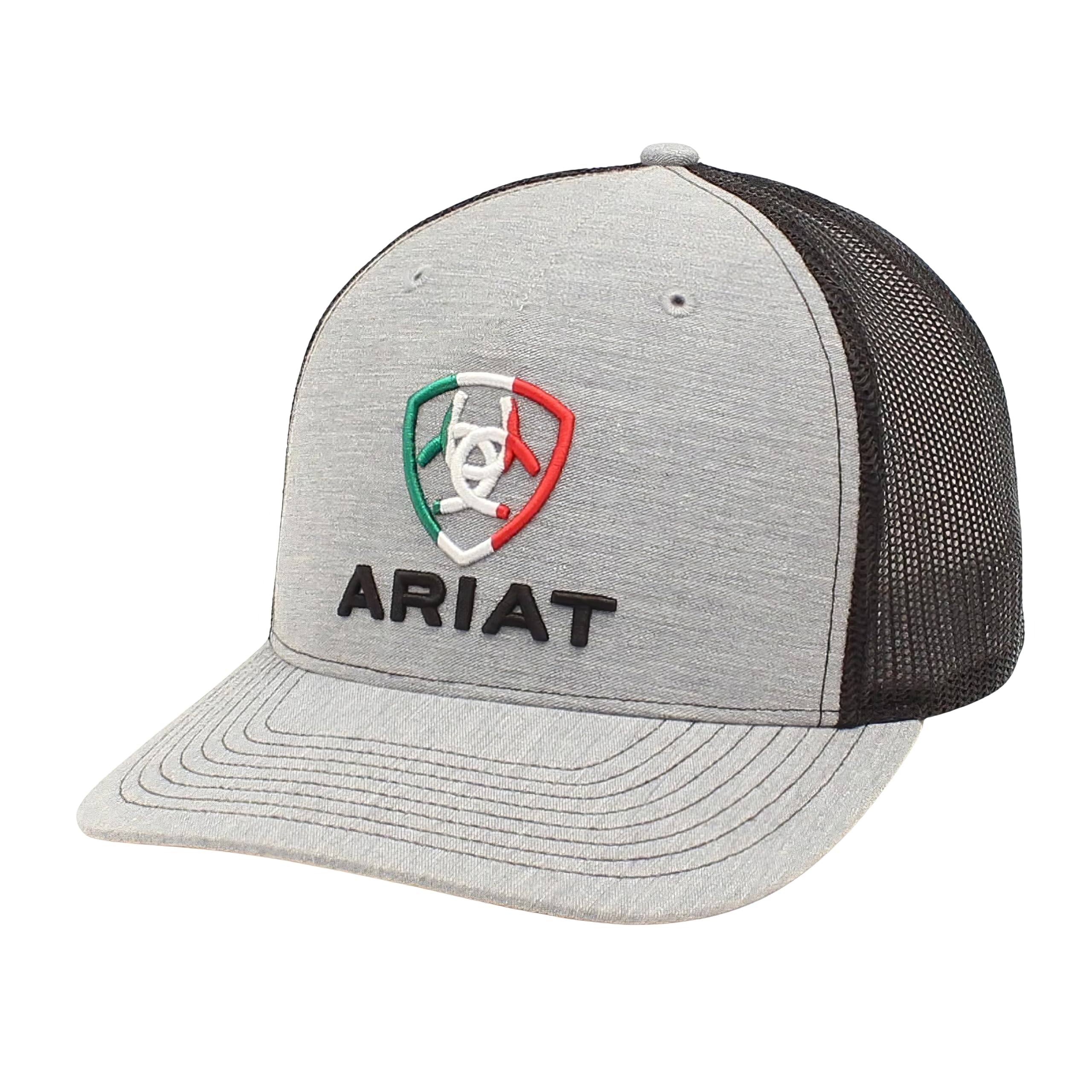 ARIAT Men's R112 Cap, Mexican Flag, Grey, Black Mesh Back, Snapback