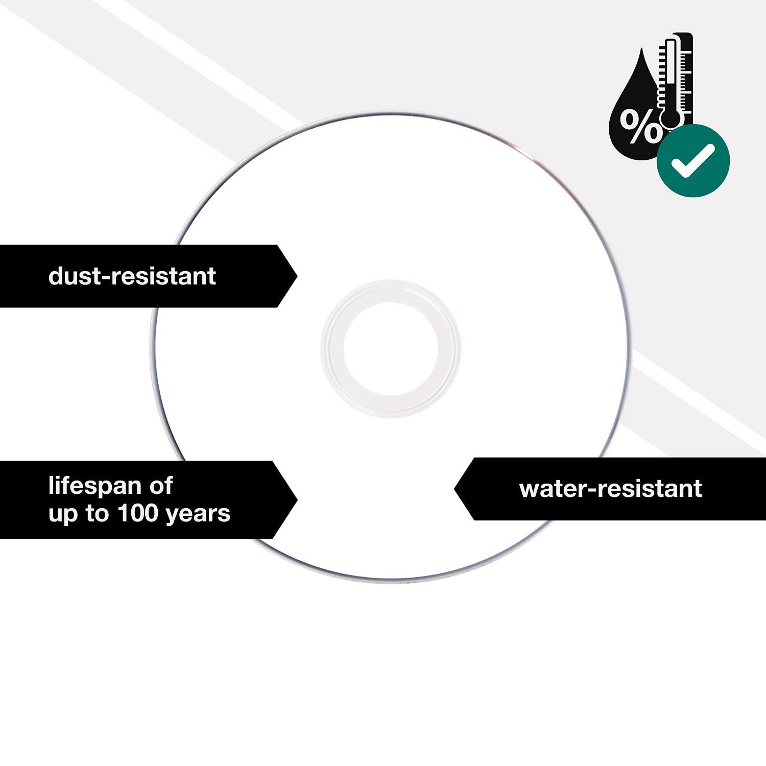 Verbatim 43781 CD-R 52x DataLifePlus Wide Thermal Printable CD-R Spindle - Silver
