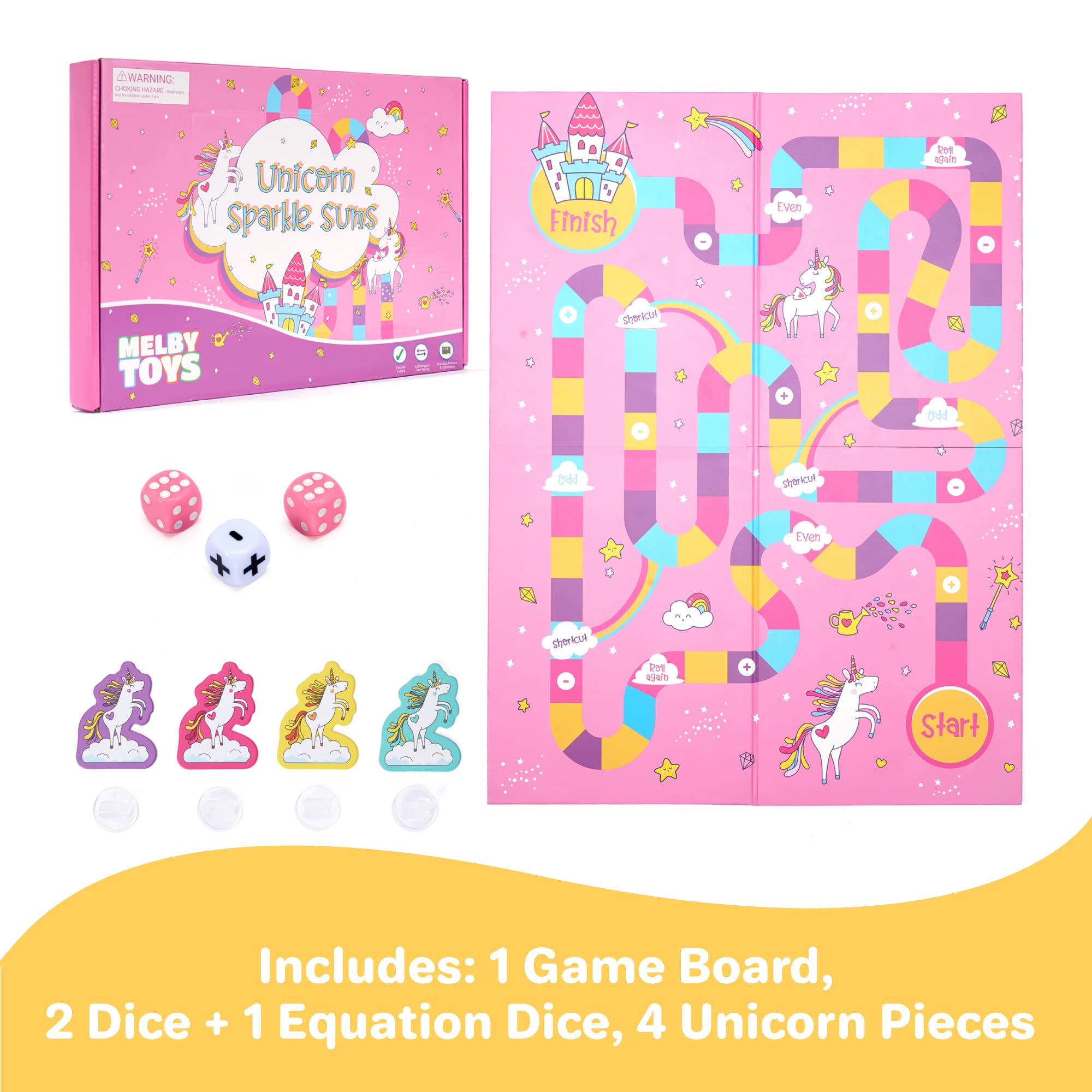 Melby Toys Unicorn Sparkle Sums I Kindergarten Math Games for Kids Ages 4-8 I Math Manipulatives 1st Grade I Addition and Subtraction Games