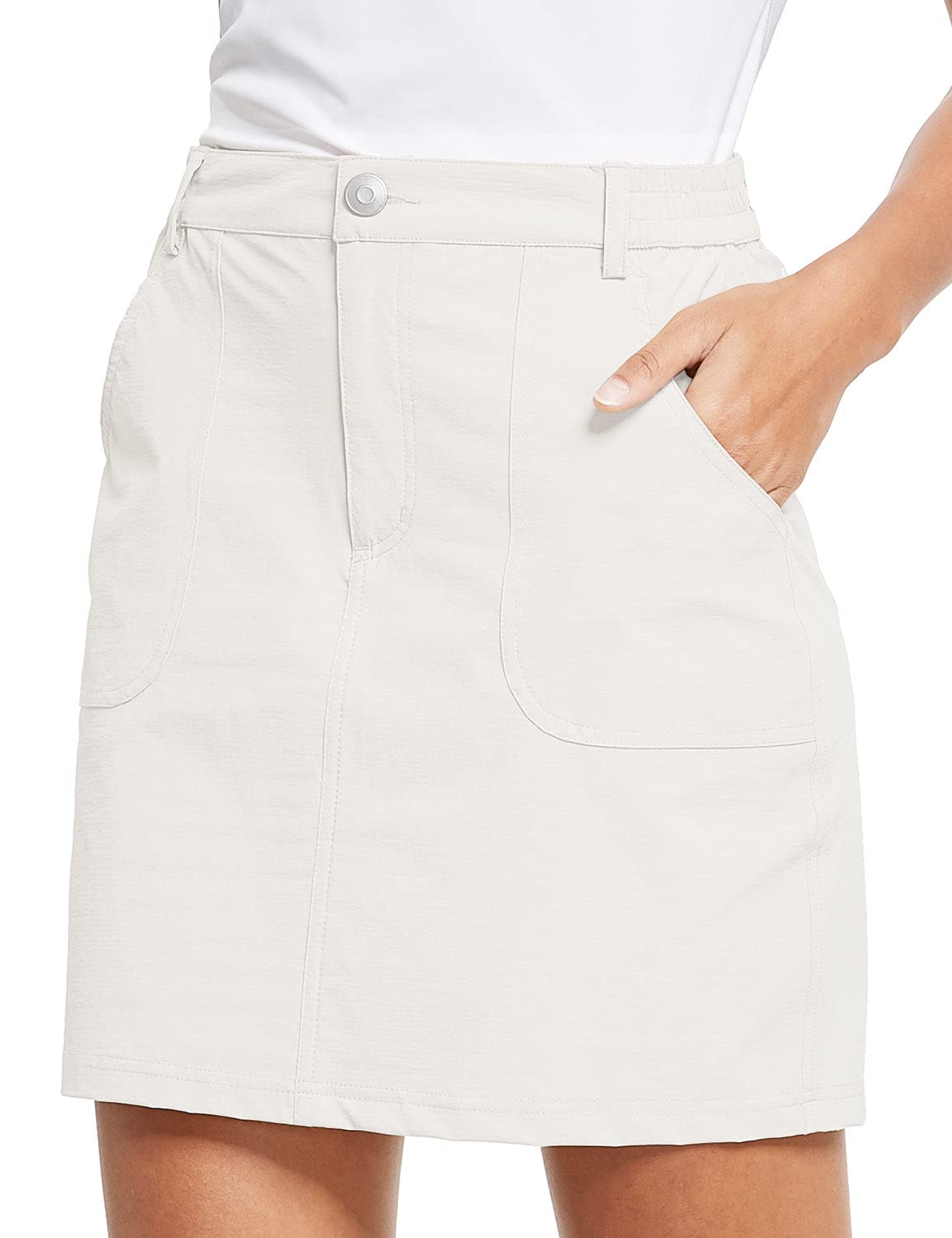 BALEAF Women's Golf Skort UPF 50 Active Athletic Skort Casual Skort Skirt with Zip Pockets Hiking Outdoor Creamy White S