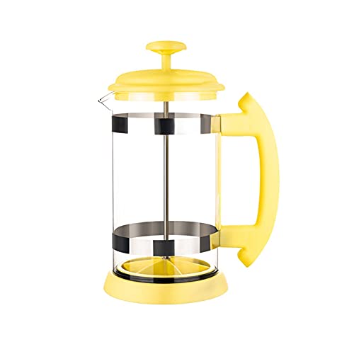 Coffee Kettle Coffee Kettle Stainless Steel Glass Teapot Coffee Tea Percolator Filter Press Plunger 1000ml Manual Coffee Espresso Maker Pot Flow Spout for Coffee and Tea (Color : Yellow)