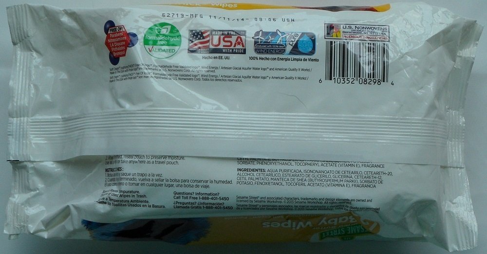 Sesame Street Shea Butter Baby Wipes, 120 Count, White, Large