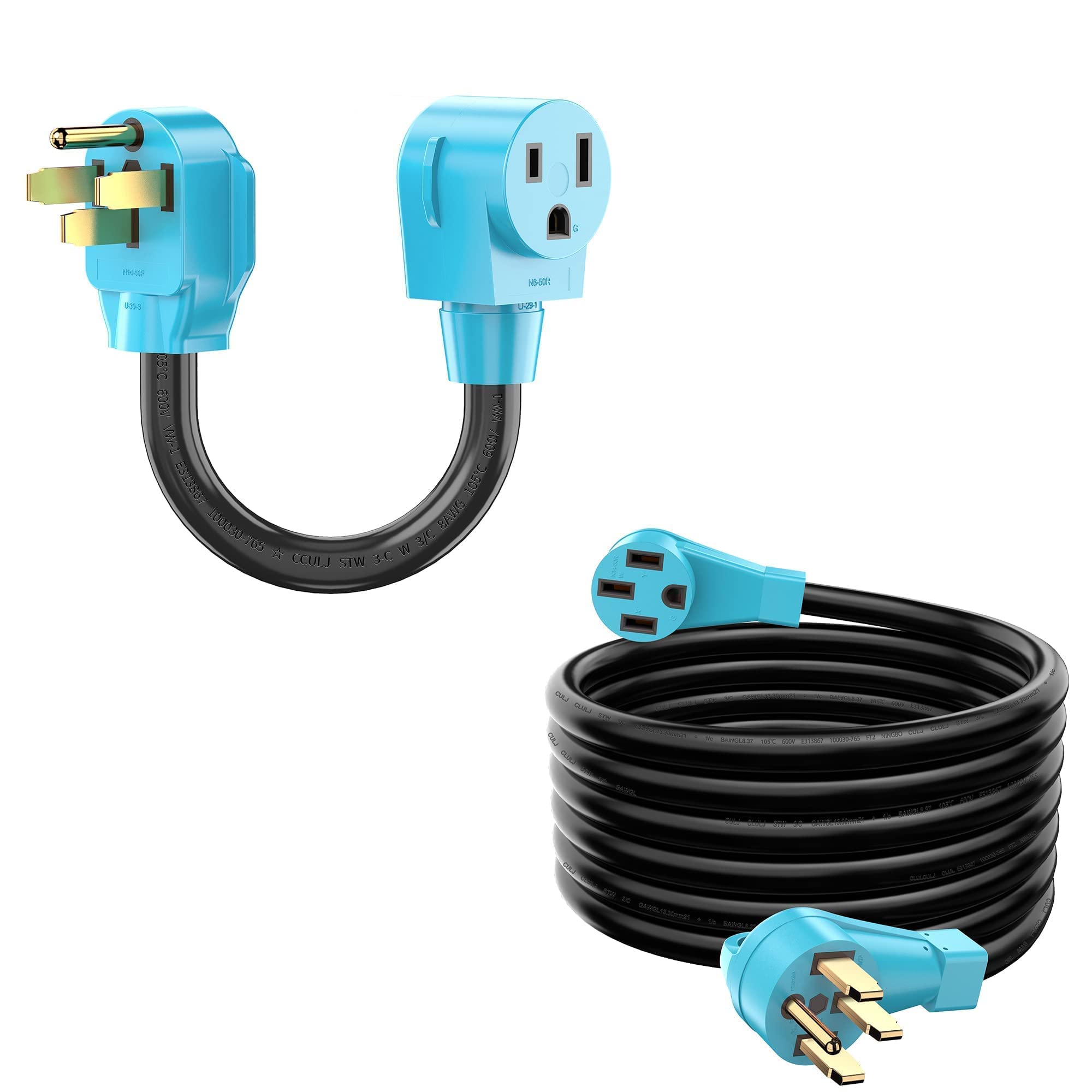 CircleCord Welder Adapter Cord and UL Listed 50 Amp 15 Feet RV/EV Extension Cord