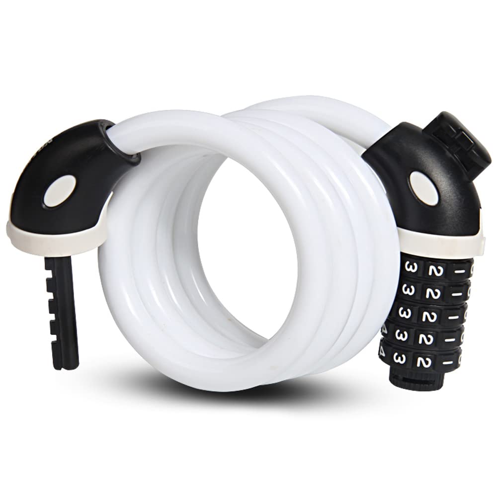 AZPINGPAN Multicolor PVC High Toughness Steel Cable Bicycle Lock丨5 Digit Combination Digital Code Self-Rolling Portable Outdoor Cycling Mountain Bike Chain Lock Accessories丨Bronze Lock Core