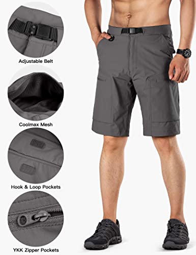 FREE SOLDIER Men's Lightweight Breathable Quick Dry Tactical Shorts Hiking Cargo Shorts Nylon Spandex(Gray 36Wx10L