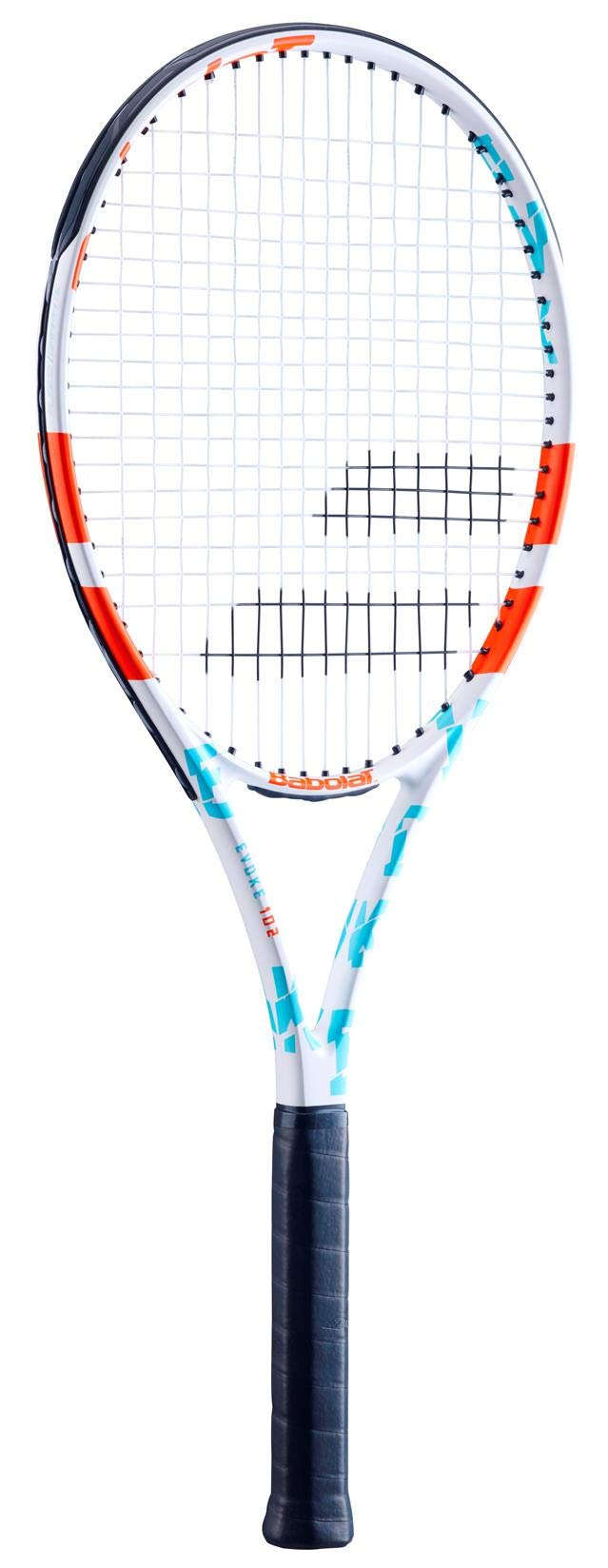 Babolat Evoke 102 Women's Strung Tennis Racquet, Blue/White/Orange (4 3/8" Grip)