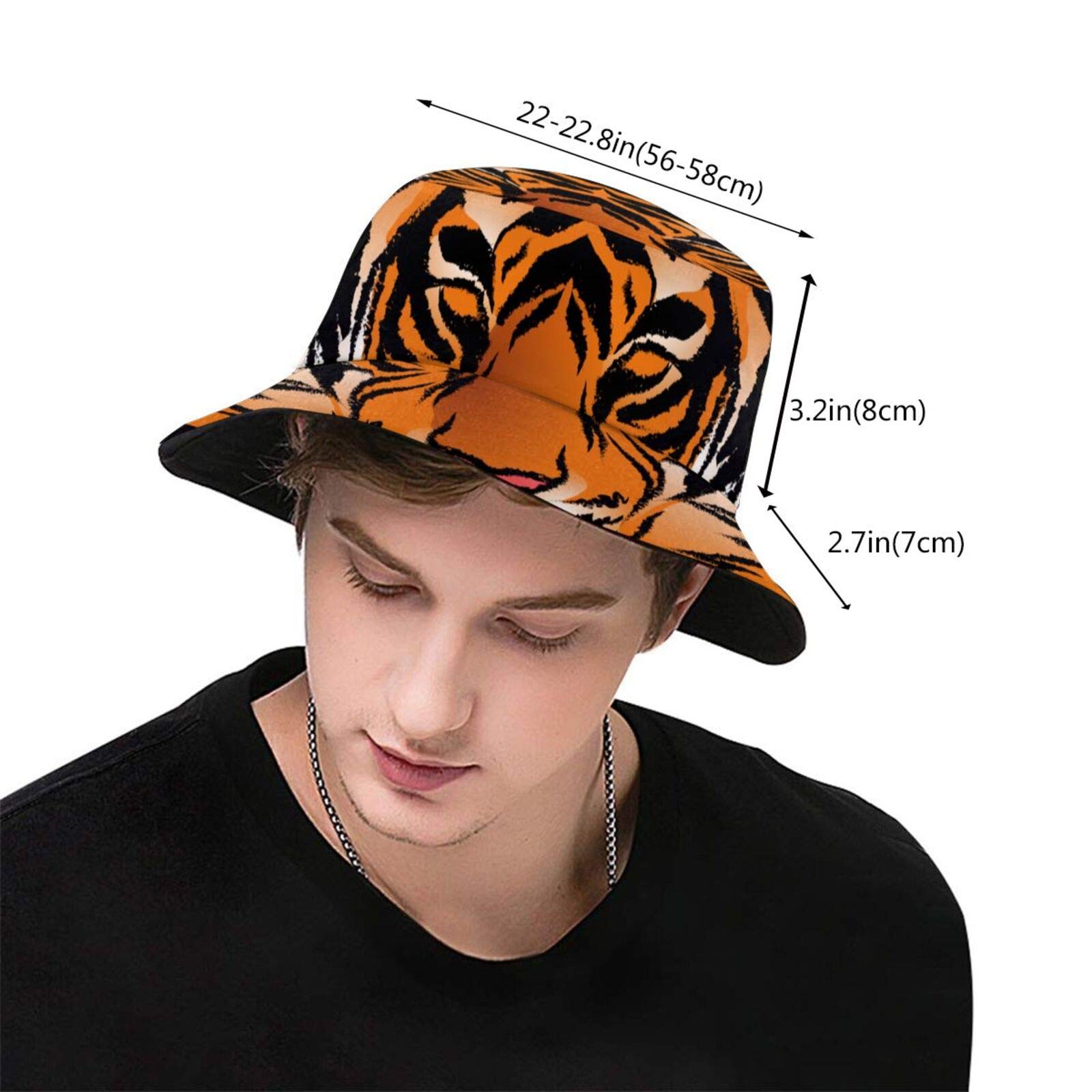 Bengal Tiger Unisex Casual Bucket Sun Hat Fisherman Cap for Fishing Hiking Camping