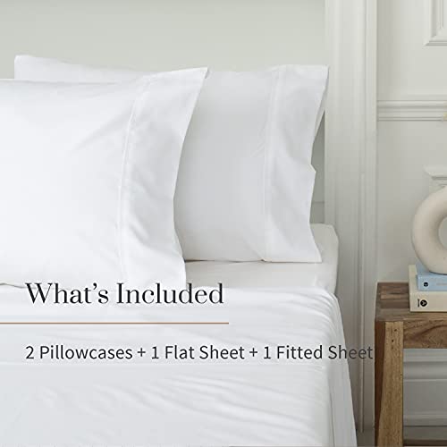 Everspread Bed Linen Set, (4 Piece Sheet Set), Full Size, White. Ultra-Soft & Breathable. Luxury Bedding. Deep Pockets - Fits Mattresses up to 16 inches. Wrinkle & Fade Resistant