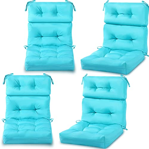 Geelin High Back Patio Chair Cushion Indoor Outdoor Seat Back Chair Cushions Tufted Patio Chair Cushions Waterproof Rocking Chair Pads All Weather Replacement Cushions for Outdoor Furniture (Blue, 4)