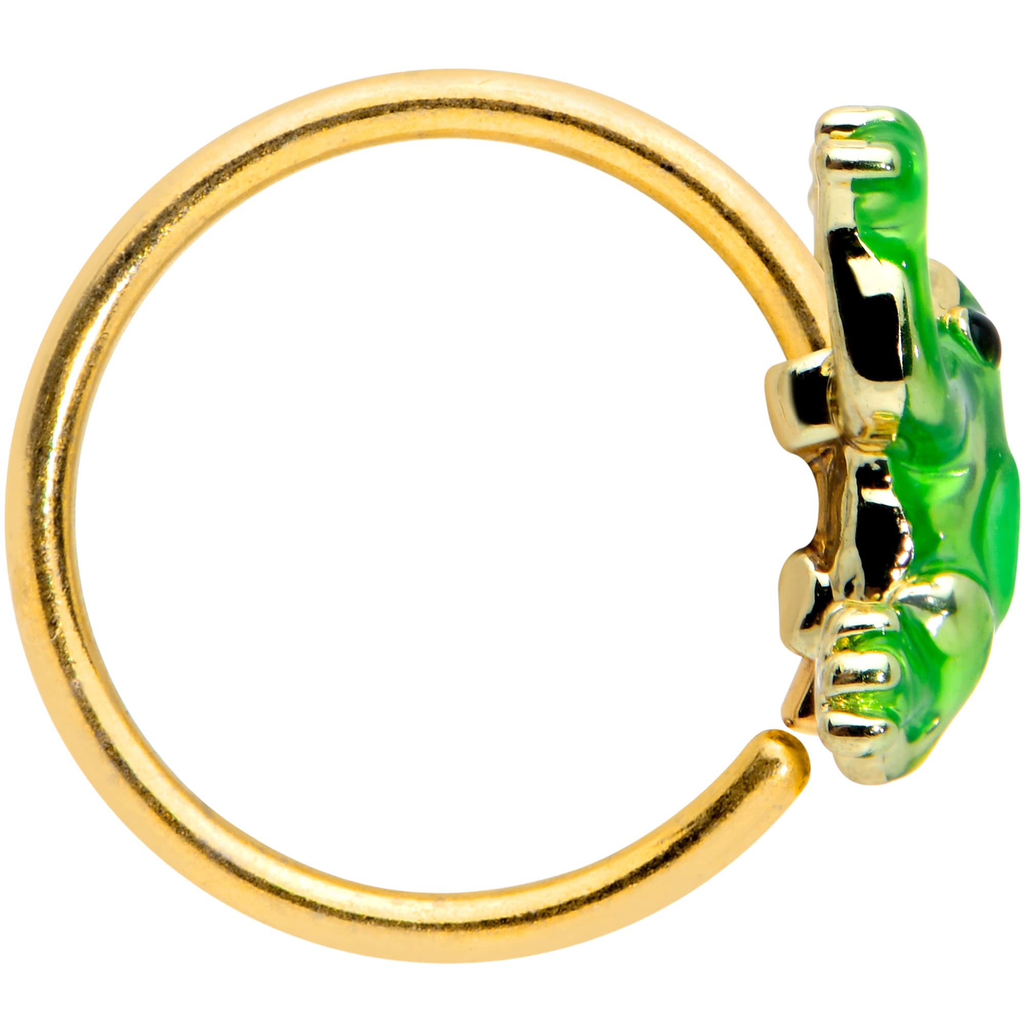 Body Candy Womens 20G Stainless Steel Nose Ring Green Tree Frog Nose Hoop Ring Circular Nose Ring 5/16β