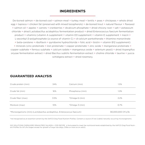 Go! Solutions Carnivore Grain Free Dog Food, 3.5 lb – Salmon + Cod Recipe – Protein Rich Dry Dog Food – Complete + Balanced Nutrition for All Life Stages