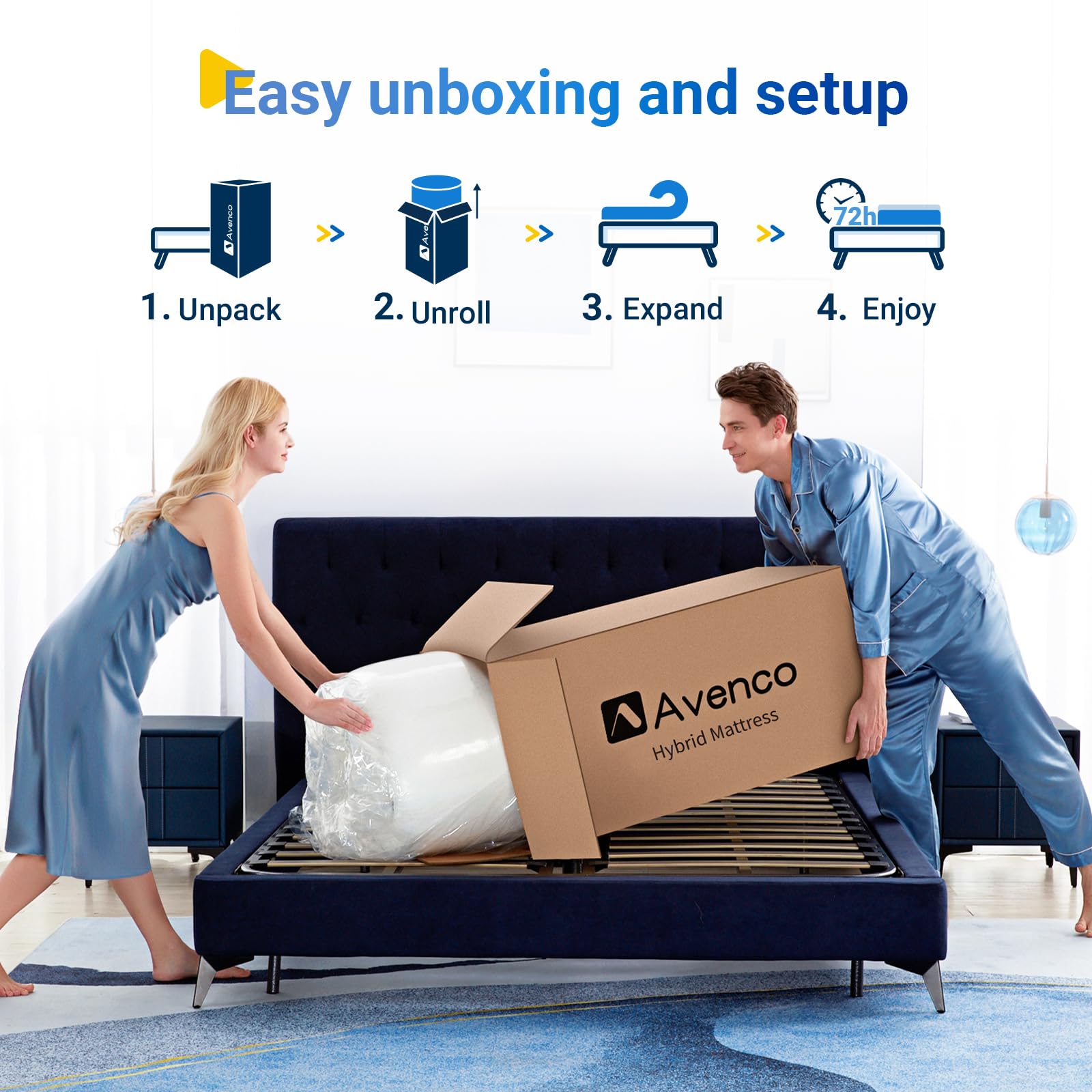 Avenco Bed Mattress Conventional, Gel Foam, King