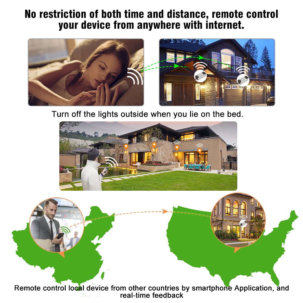eMylo WiFi Relay Switch Wireless Light Remote Control Module for Smart Home Automation Compatible with Alexa 6 Packs