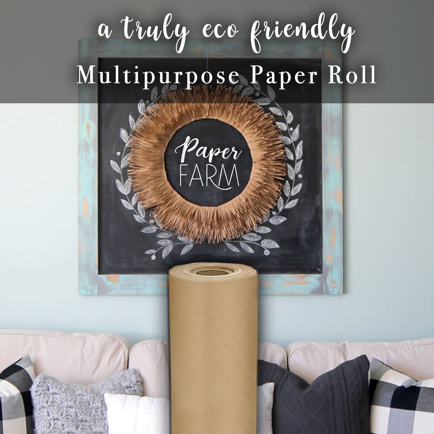 Eco Kraft Wrapping Paper Roll (Jumbo) | Biodegradable Recycled Material | Made in the USA | Multi-use: Natural Wrapping Paper, Table Runner, Moving, Packing & Shipping | 30β x 1200β (100ft)