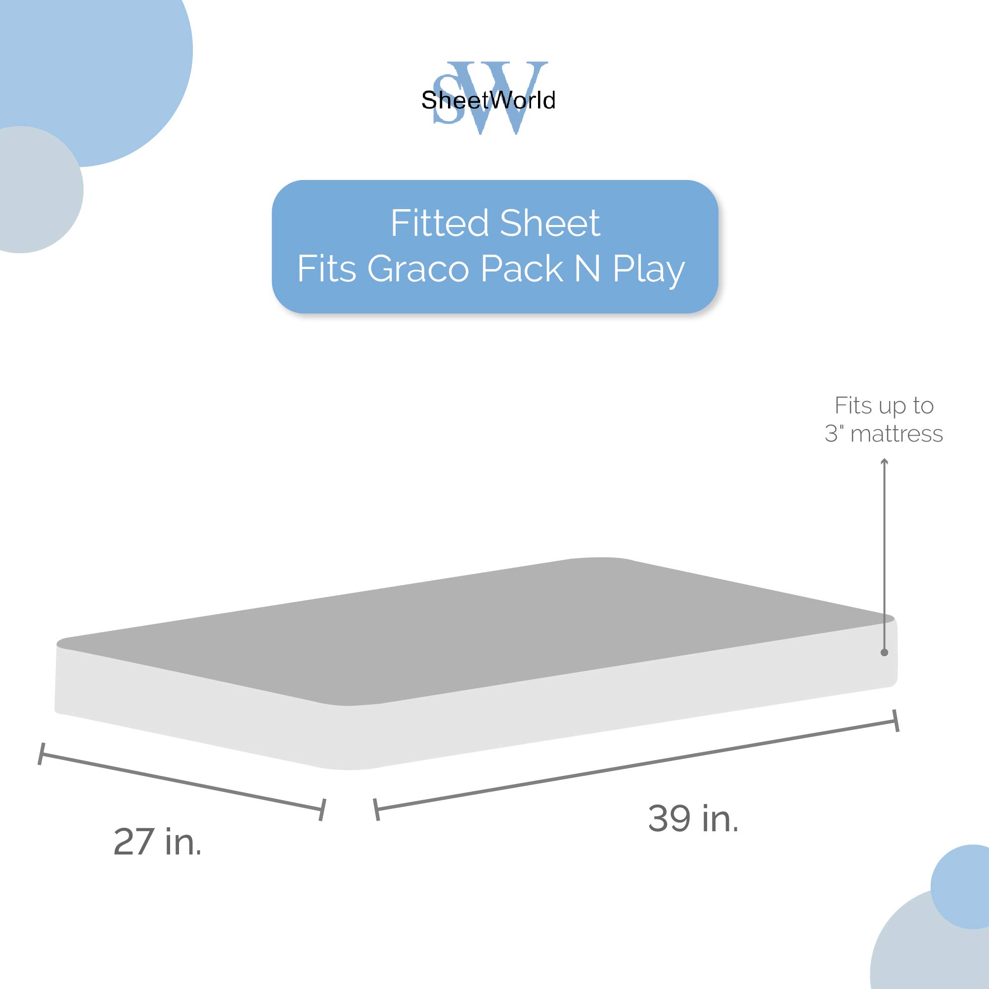 SheetWorld Fitted 100% Cotton Flannel Pack N Play Sheet Fits Graco 27 x 39, Flannel FS9 - Aqua Blue, Made in USA