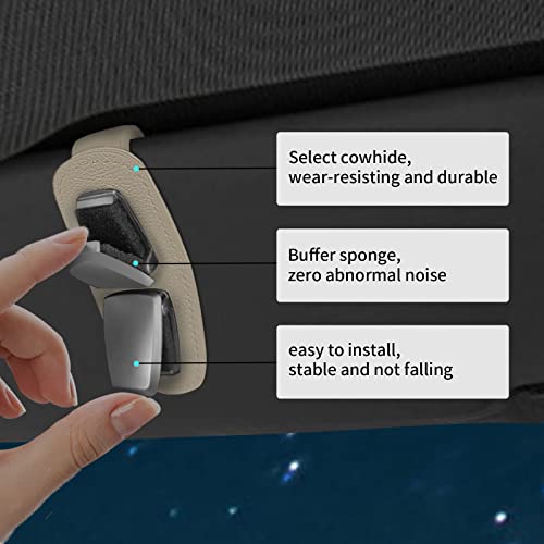 GOOTHX Sunglass Holder for Car, Sunglass Visor Clip, Car Interior Accessories,Universal Leather Sunglass Clip and Ticket Card Clip for Car
