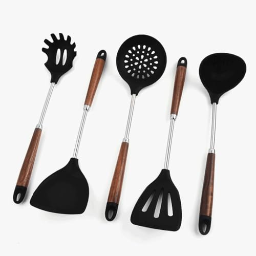 Angola Guyana Heat Resistant Silicone Kitchenware Cooking Utensils Set Colander Frying Shovel Soup Spoon Kit